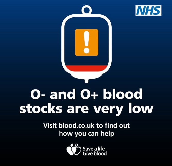 Amber alert issued on blood stocks – existing O Neg and O Pos donors asked to make appointments ...